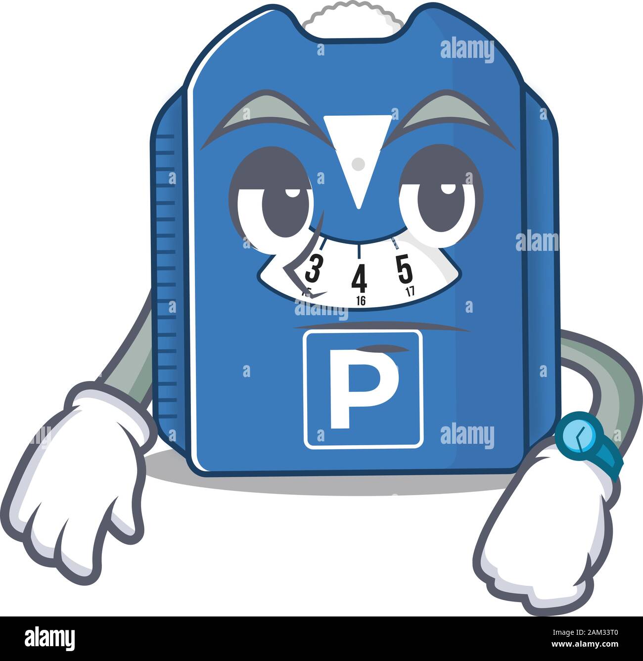 cartoon character design of parking disc on a waiting gesture Stock ...