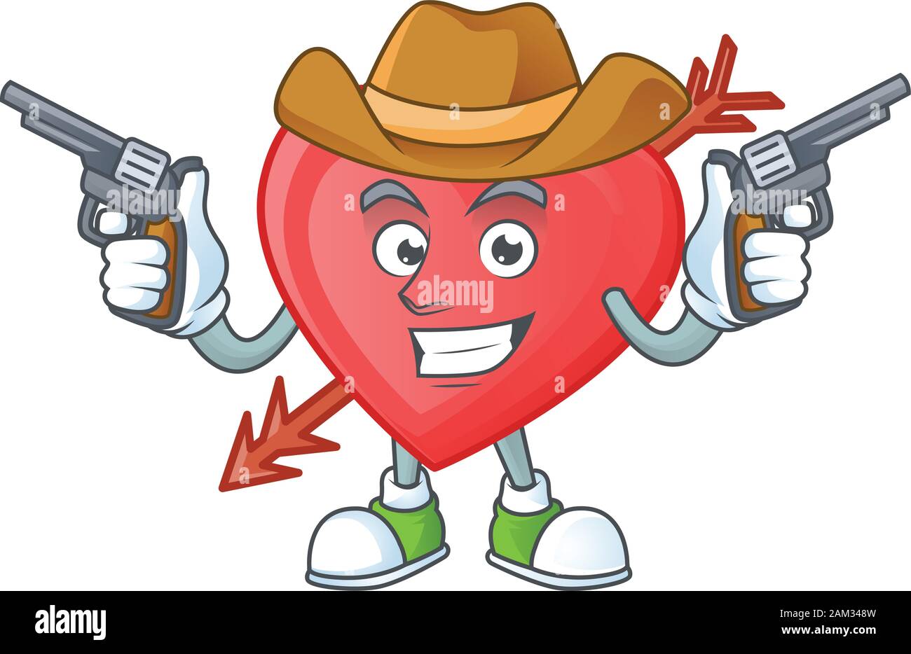 Confident arrow love Cowboy cartoon character holding guns Stock Vector ...