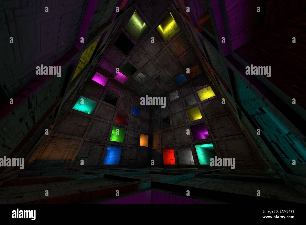 Sci Fi Grungy Escape Room Riddle Labyrinth Cube Interior 3D ...