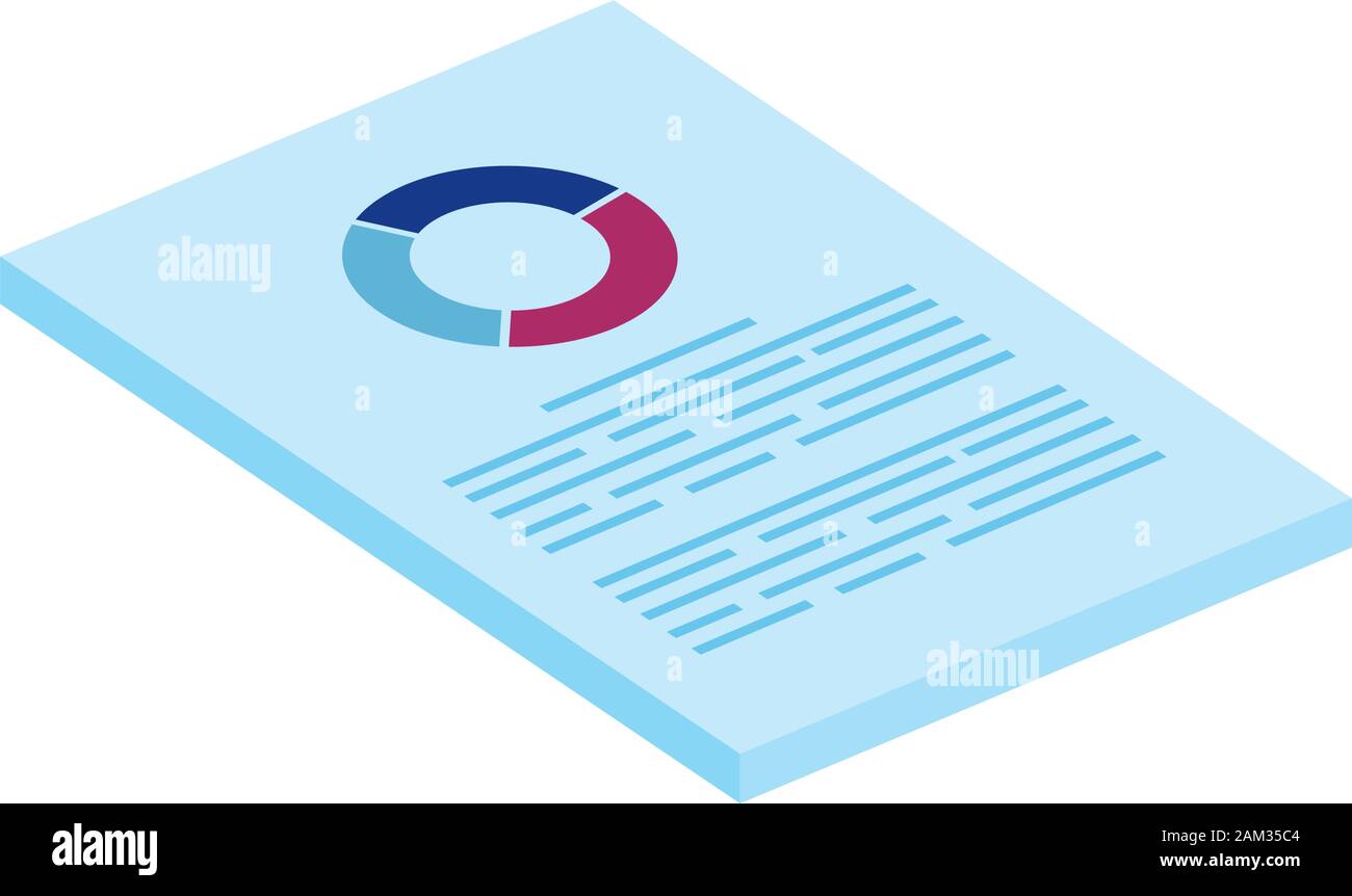 document with circular statistical graph isolated icon Stock Vector ...