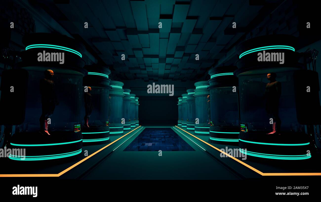 Human Bodies in Hubernation Cloning Capsules Utopistic Future 3D ...