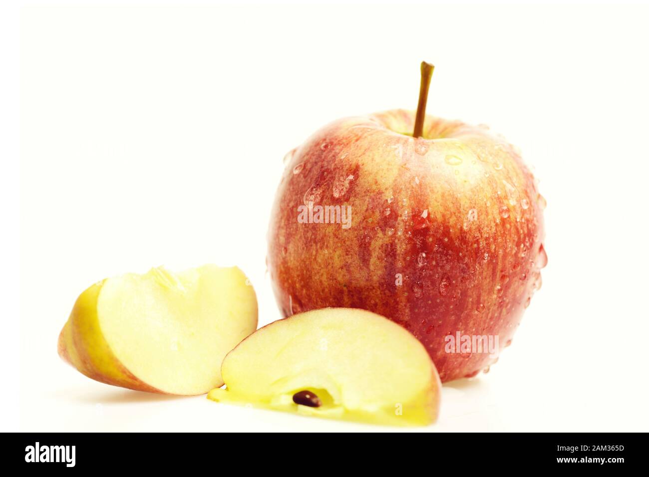 dieting. apple red color with water drops isolated on white background ...