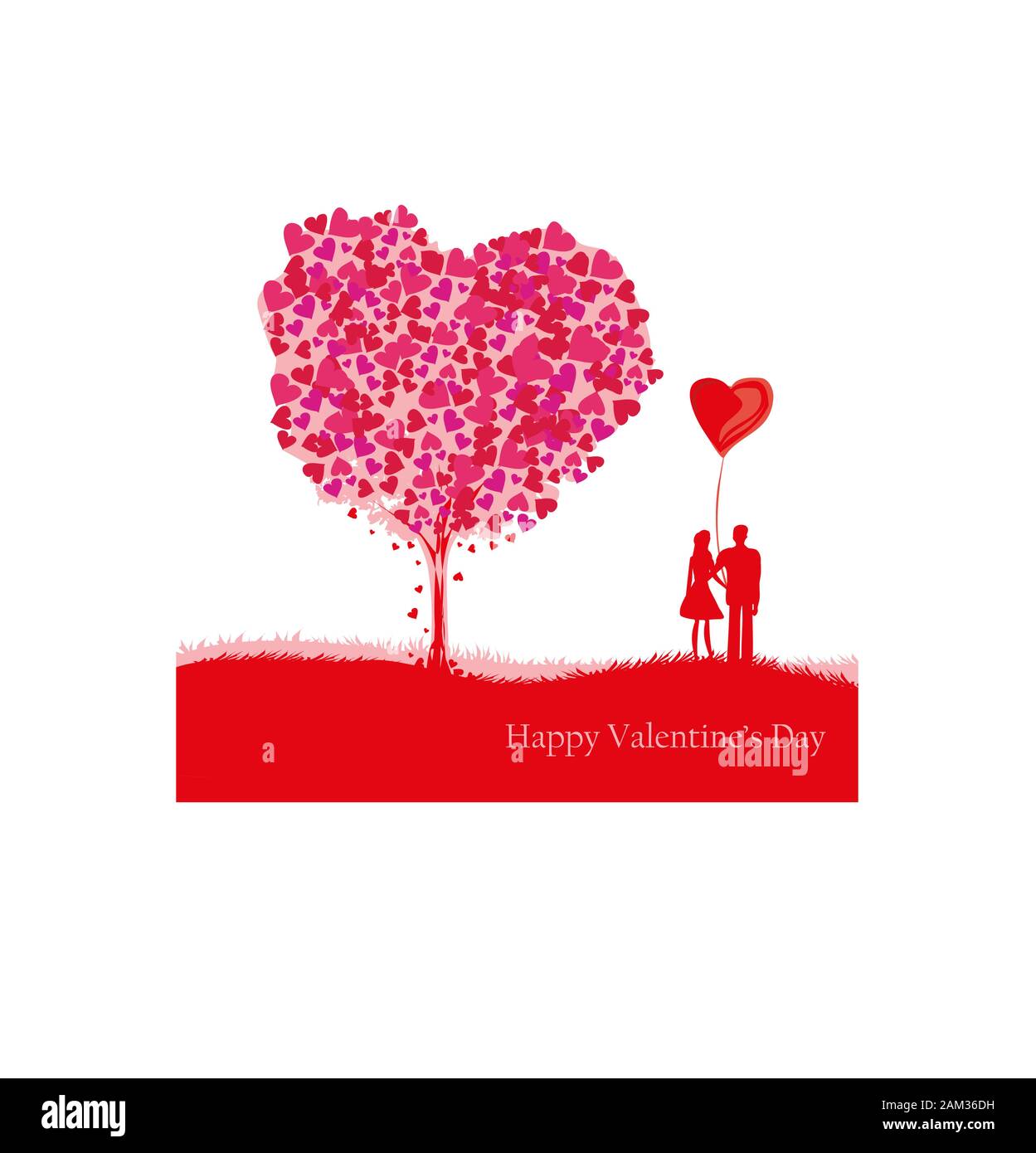 romantic couple under a love tree Stock Vector Image & Art - Alamy