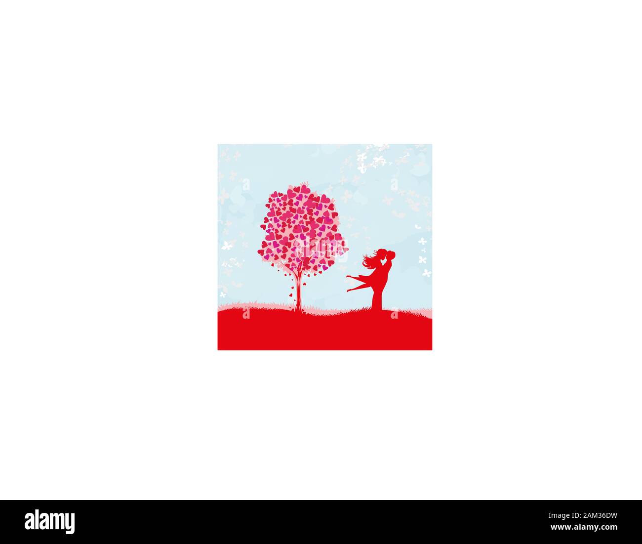 romantic couple under a love tree Stock Vector Image & Art - Alamy
