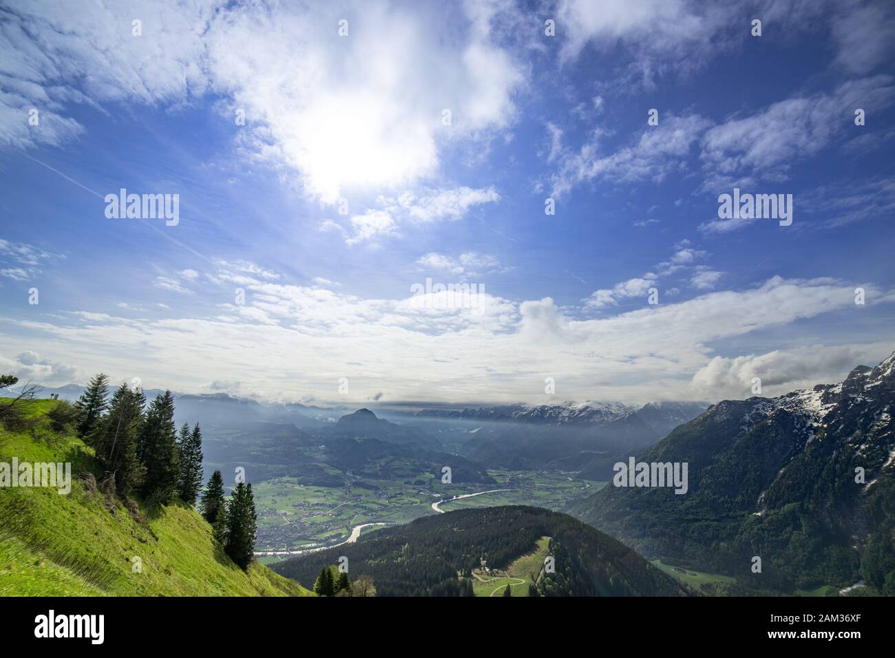 Floral Mountain top on a sunny day with small clouds Stock Photo - Alamy