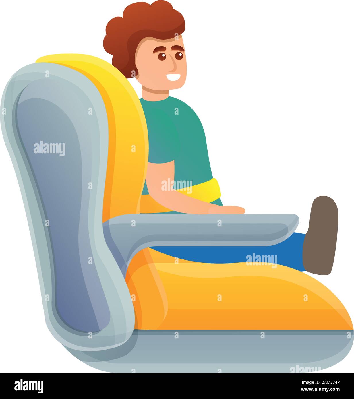 Boy in car seat icon. Cartoon of boy in car seat vector icon for web ...