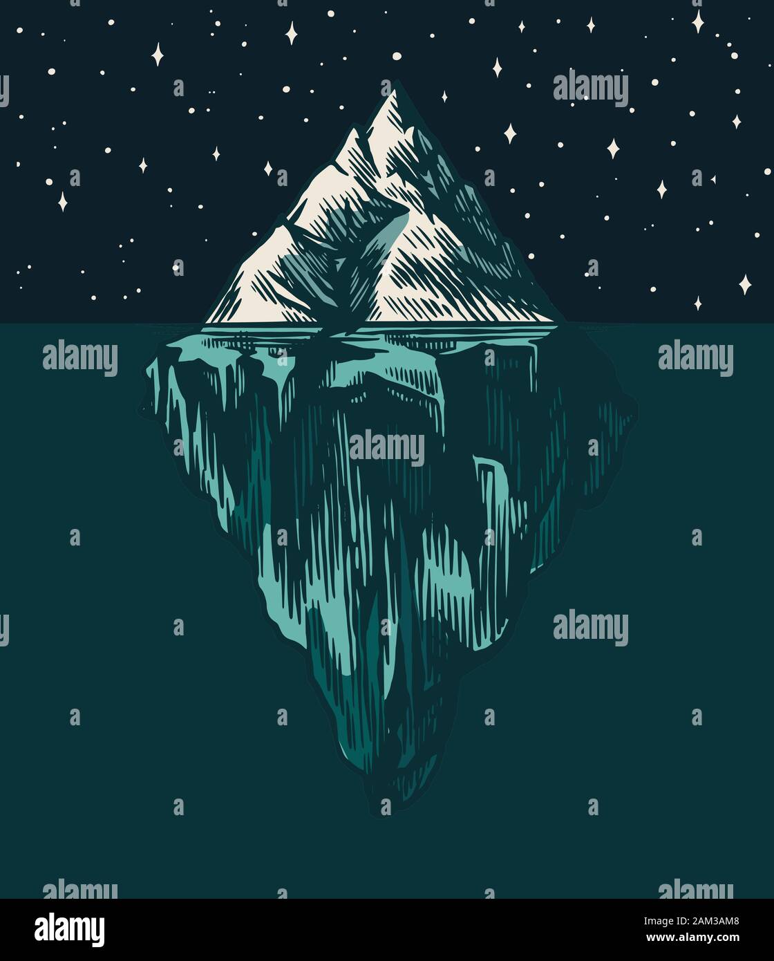 Iceberg in the ocean. A large piece of glacier floating in northern ...