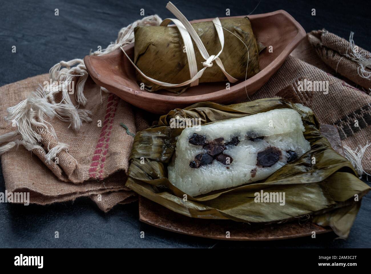 Khao tom mat, a Laotian and Thai dessert of seasoned steamed sticky ...