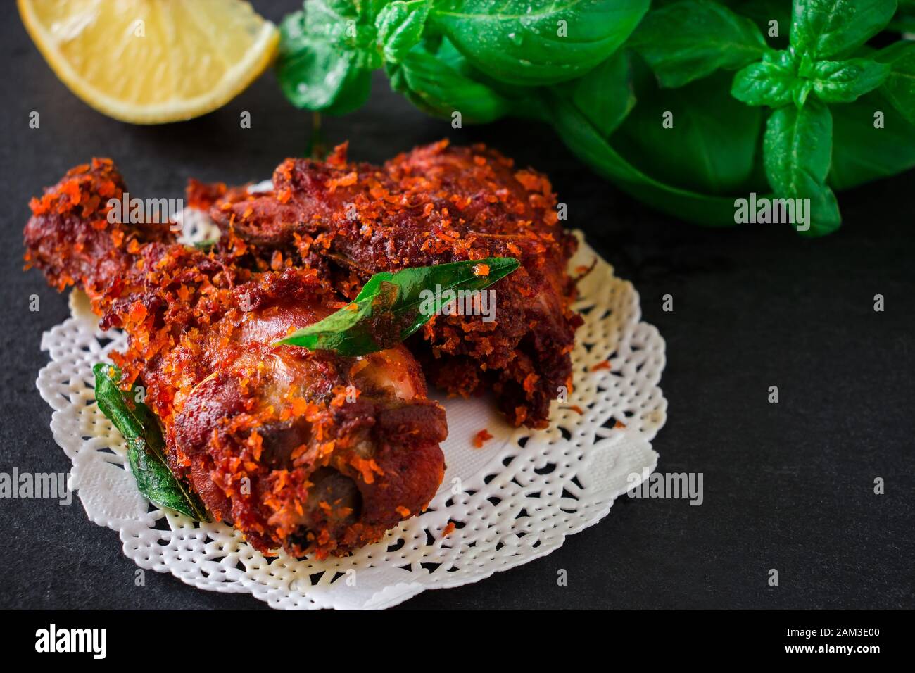Authentic Indian Chicken fry with spices, curry leaf and coconut ...