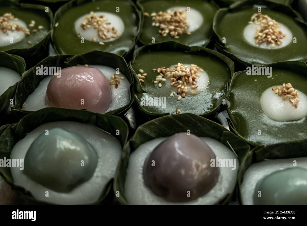 Thai Dessert Pandan Sweet Pudding (Kanom Piak Poon Bai Toey) in Sweet ...