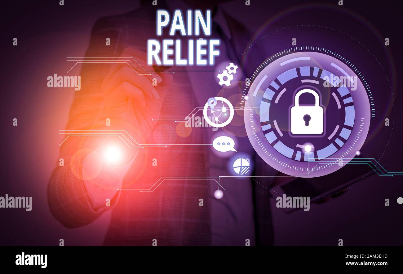 Handwriting text Pain Relief. Conceptual photo Drugs or other methods ...