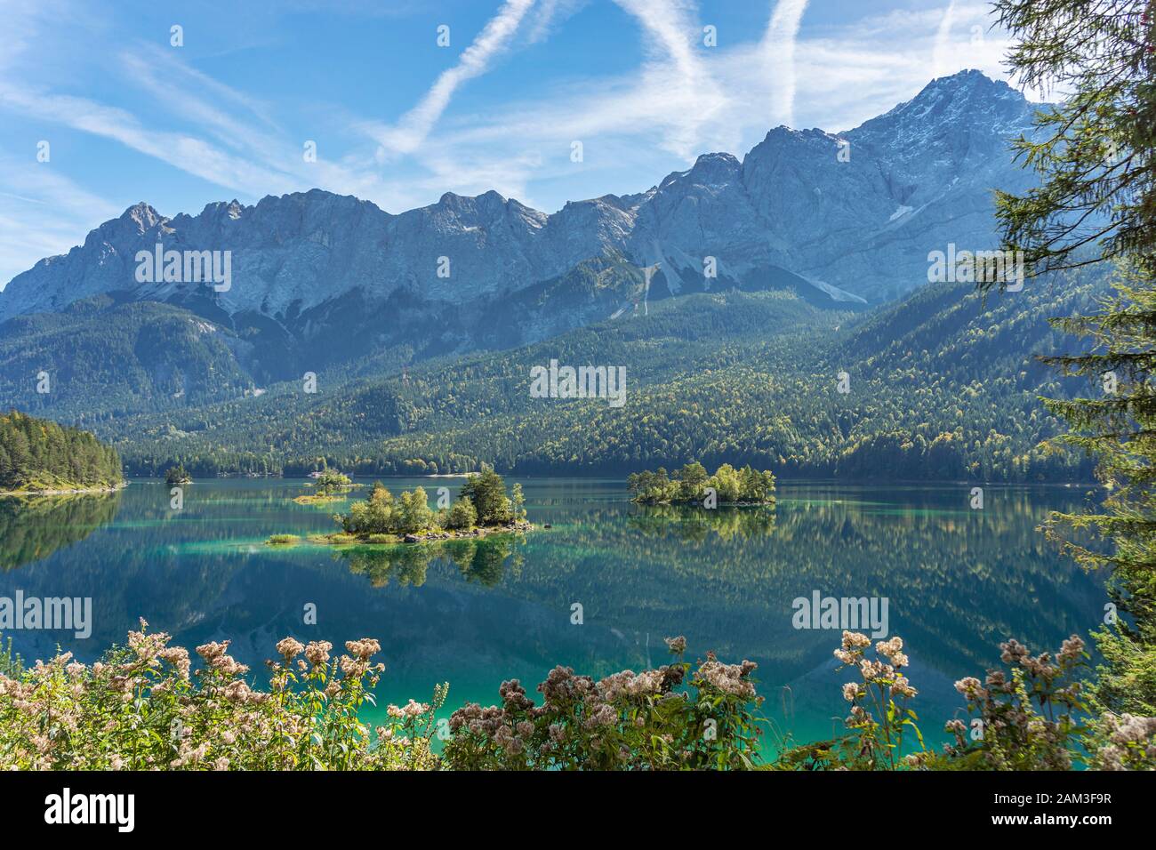 Garmisch-Partenkirchen - View to Lake Eib reflected in the Water with ...
