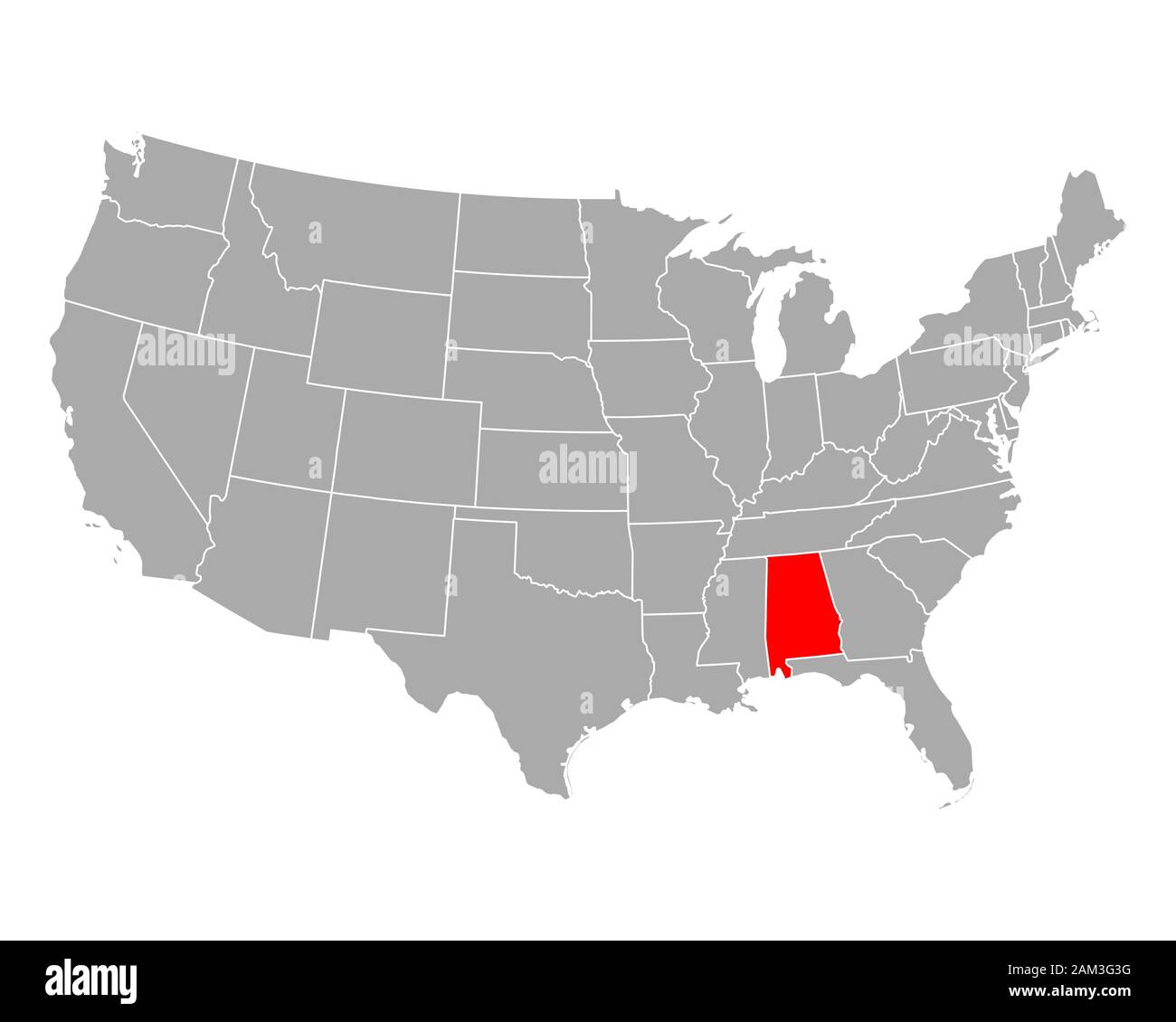 Alabama on usa map red hi-res stock photography and images - Alamy