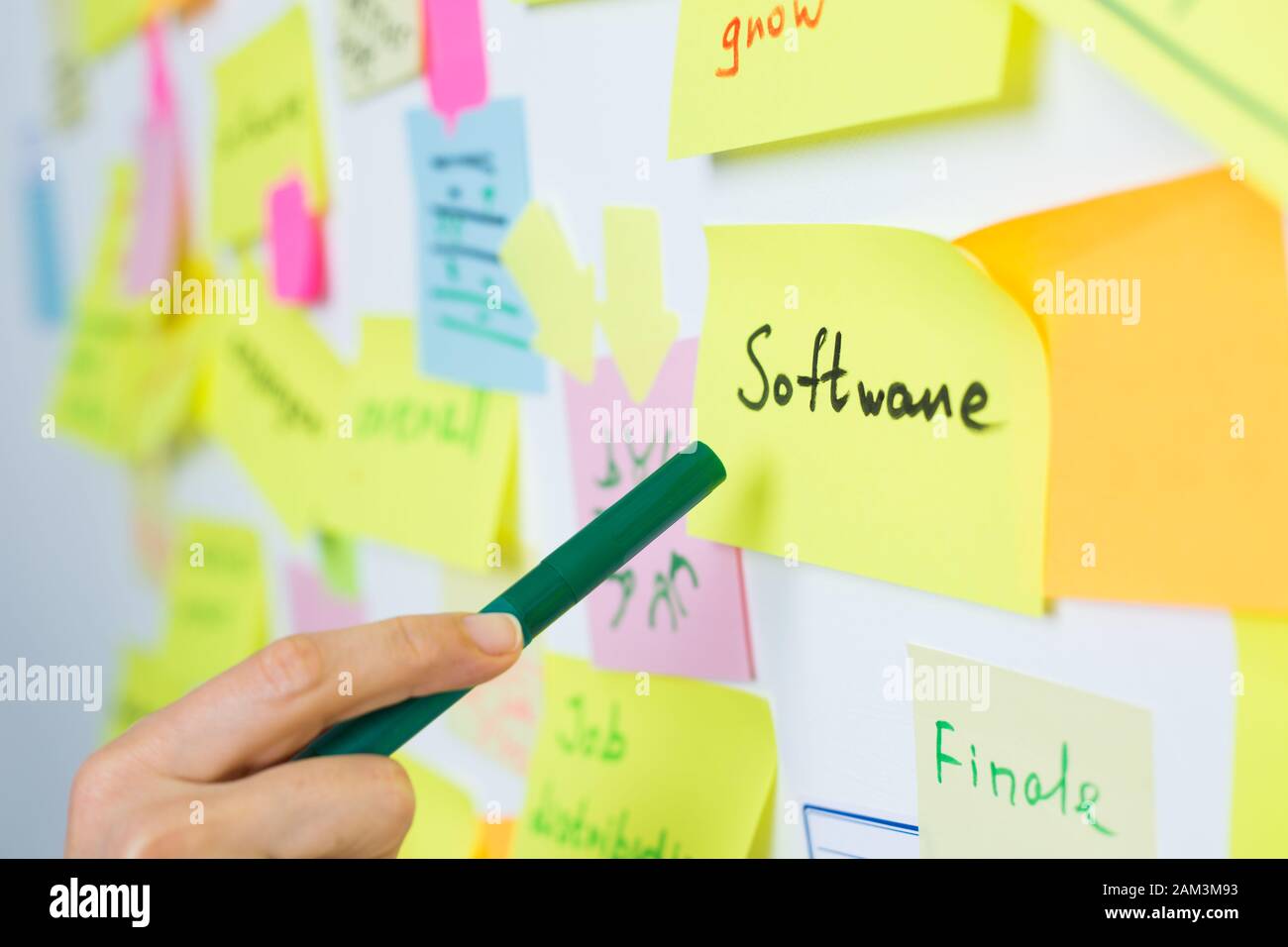 Business people use sticky notes post, writing down ideas. Teamwork ...