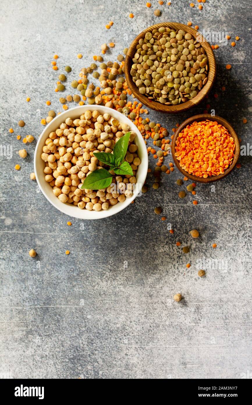 Healthy food, dieting, concept vegan protein source. Raw of legumes ...