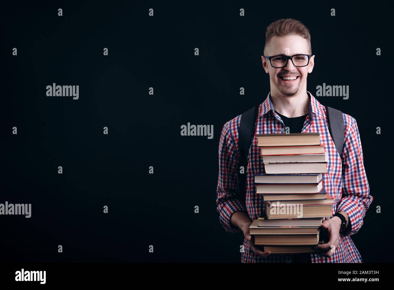 Smiling Student With Goatee and Moustache Beard Posing Stock Photo - Alamy