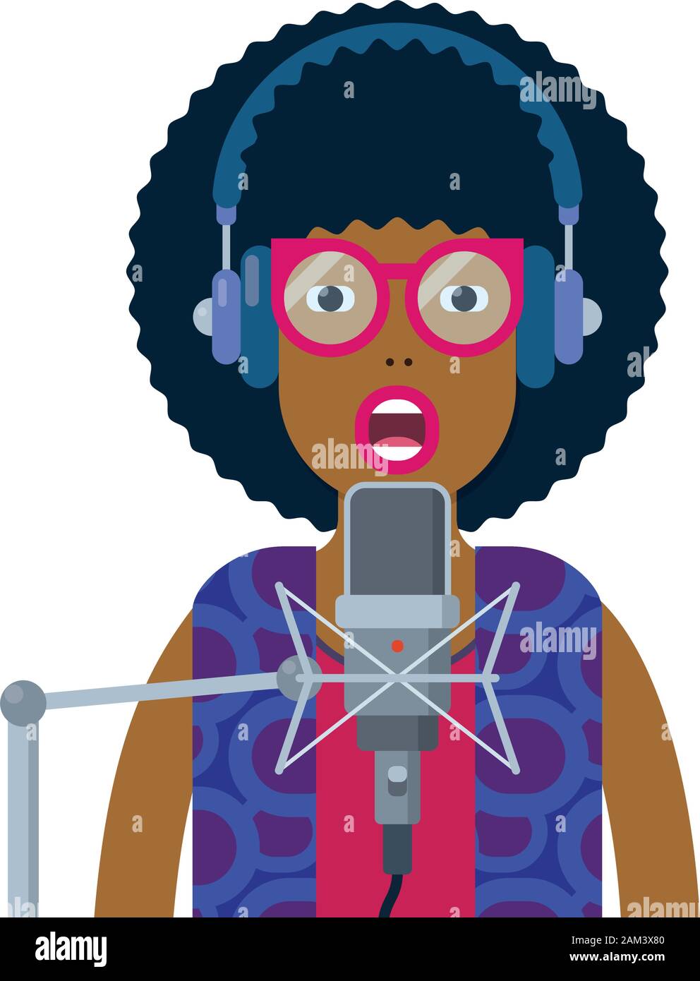 Woman Speaking Microphone Cartoon Illustration Stock Photos & Woman ...