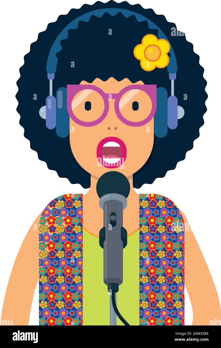 Woman speaking microphone cartoon illustration hi-res stock photography ...
