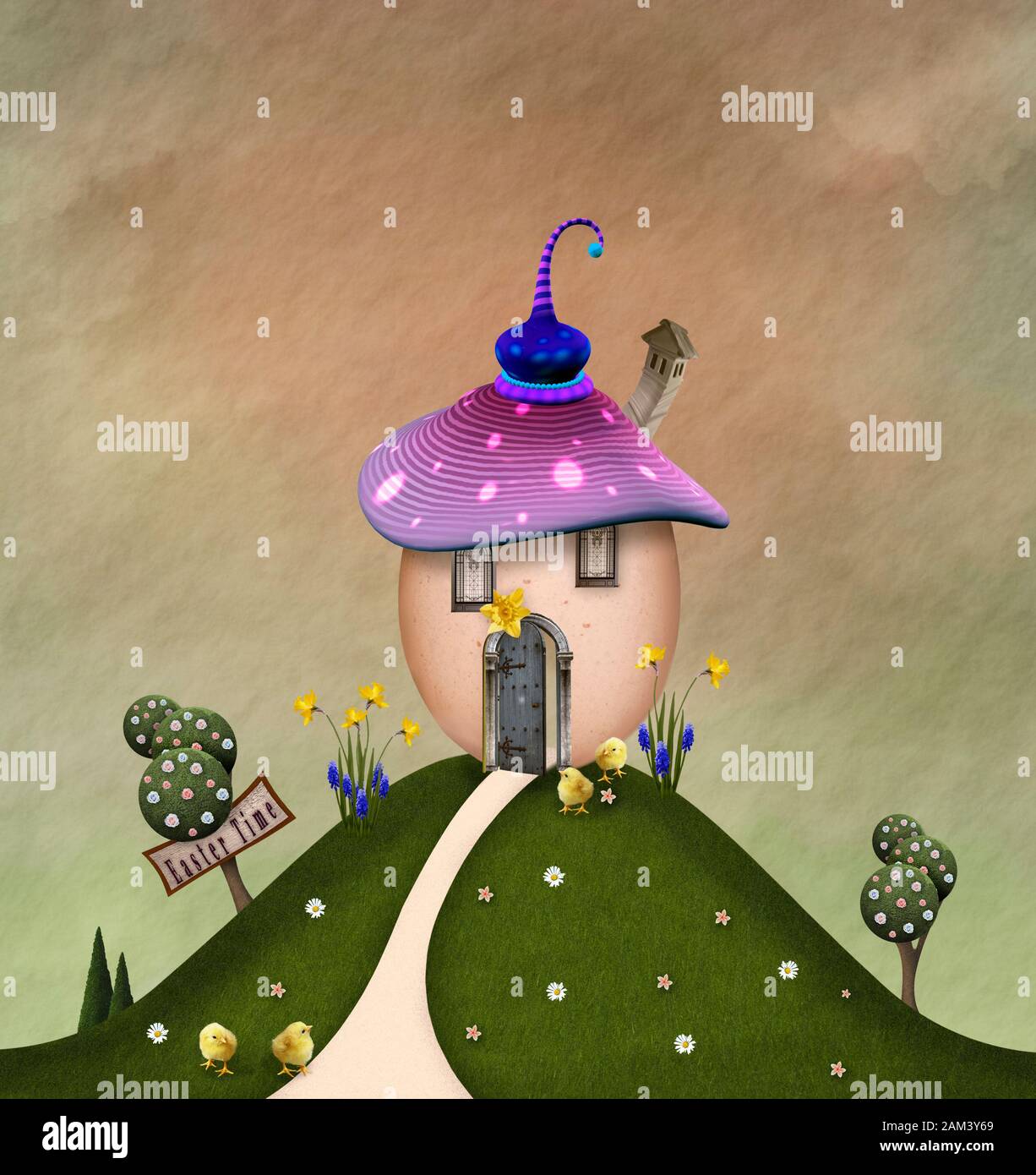 Easter celebration series: egg-shaped house on the top of the hill ...