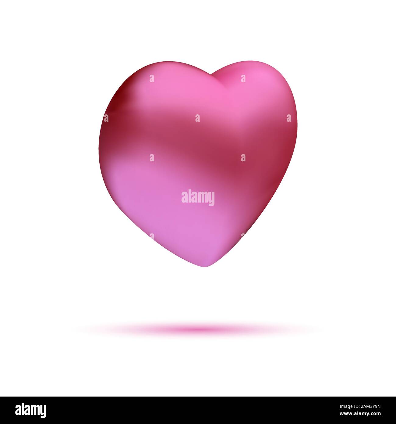 Pink heart. 3D love symbol isolated on white background. Element for ...