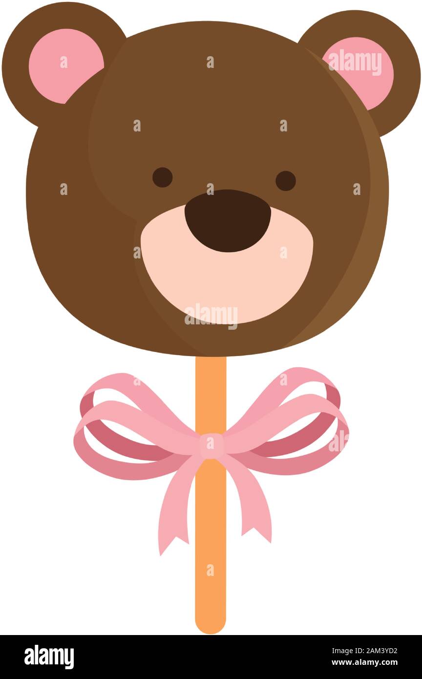 face of cute teddy bear in stick isolated icon Stock Vector Image & Art ...