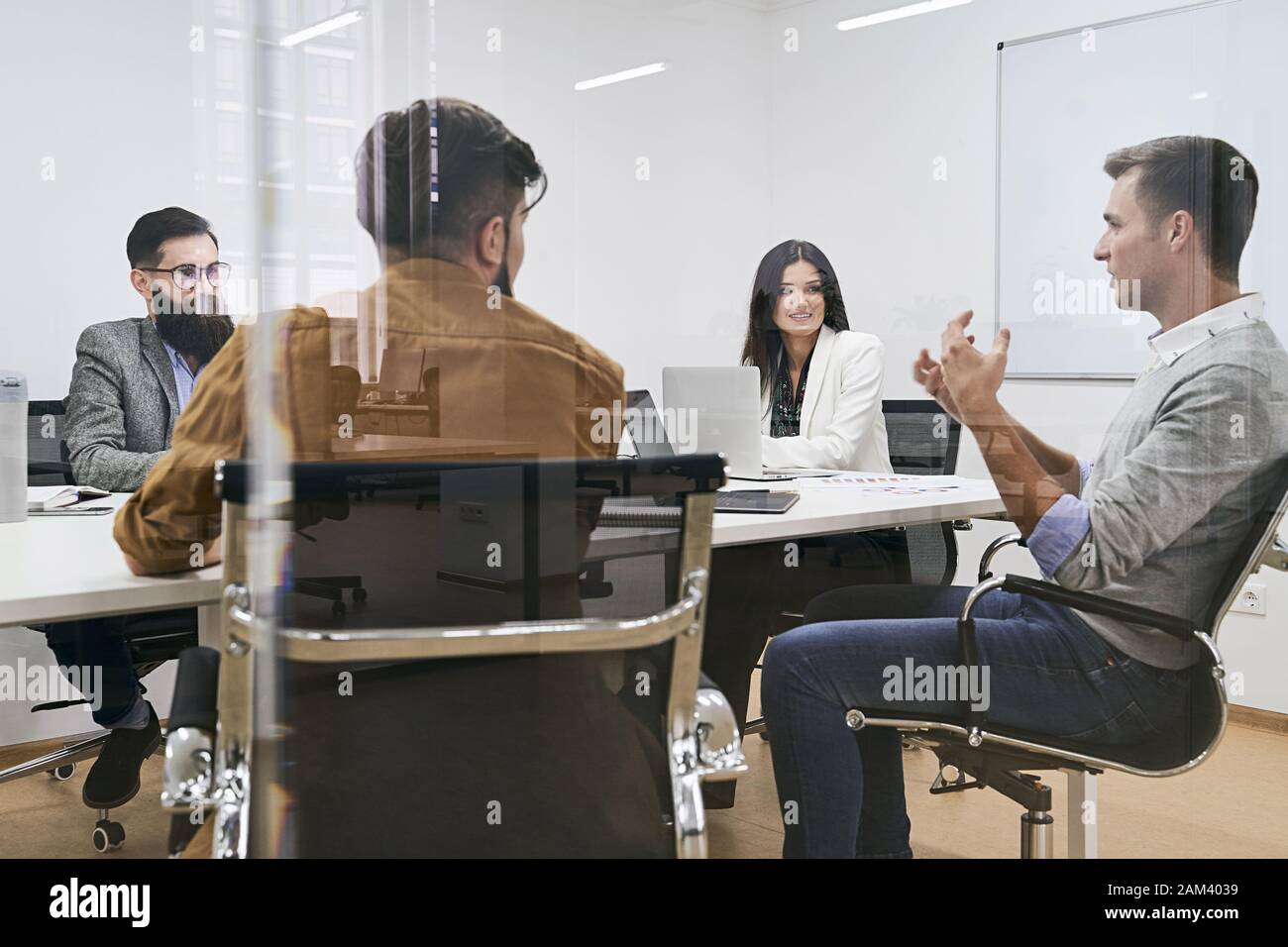Corporate business team and manager in a meeting at IT company office ...