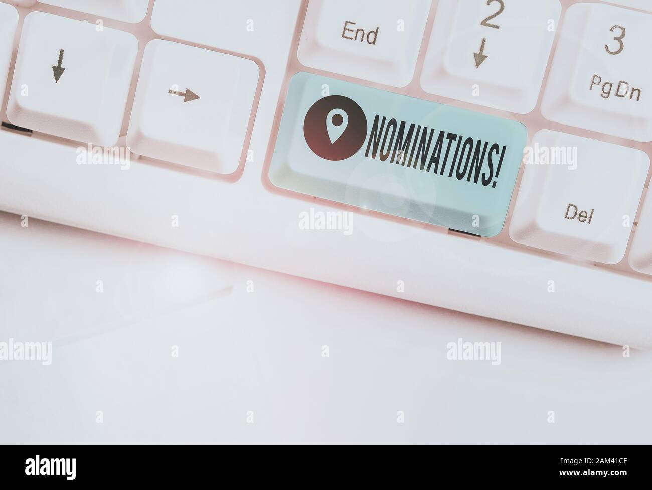 Writing note showing Nominations. Business concept for action of ...