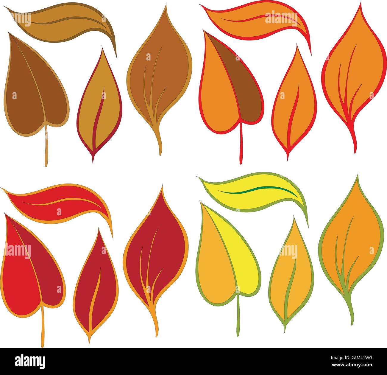 leaf autumn colorful vector illustration set isolated Stock Vector ...