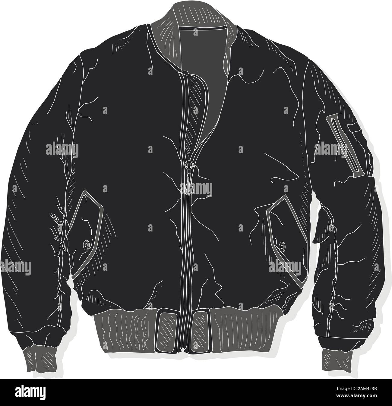 Pilot jacket. Bomber. Vector illustration of male pilot jacket on white ...