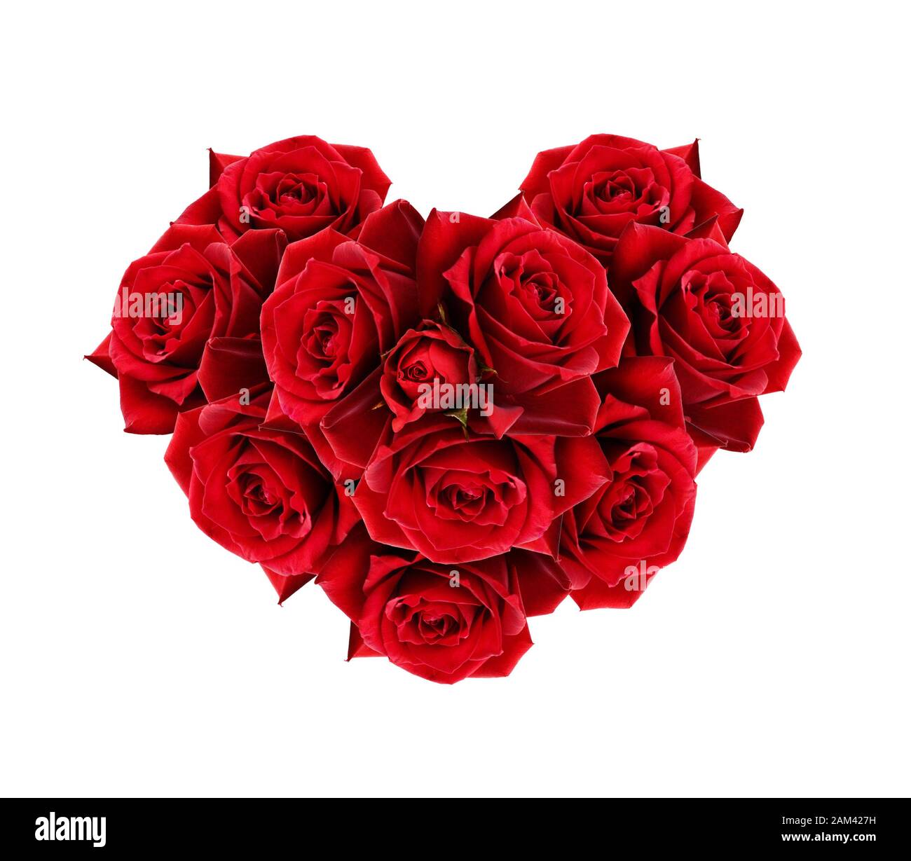 Red rose flowers heart isolated on white Stock Photo - Alamy