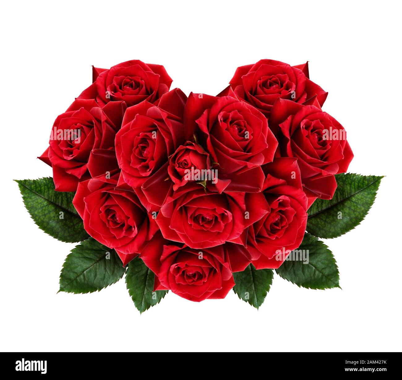Red rose flowers heart isolated on white Stock Photo - Alamy