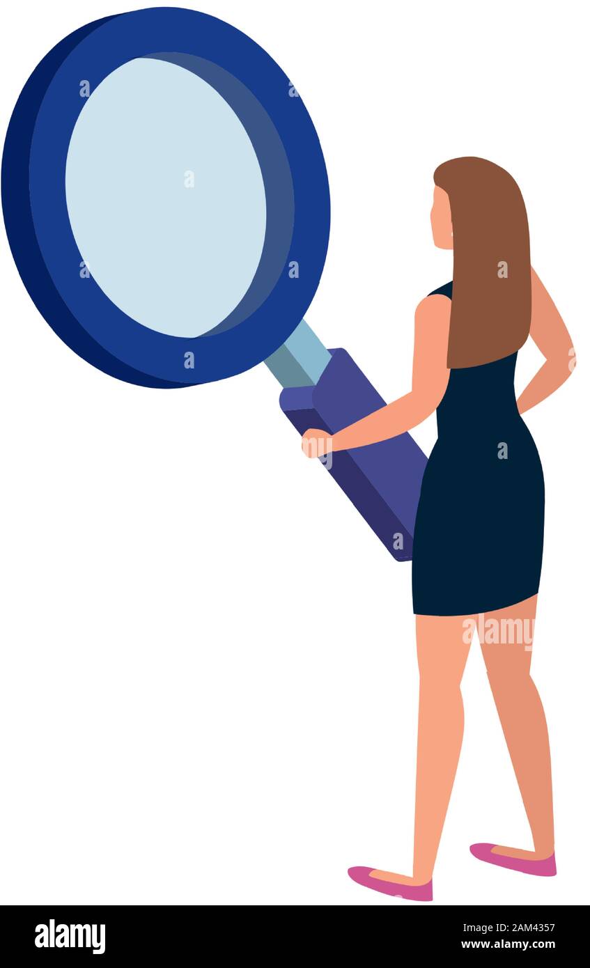 Magnifying glass beauty woman Cut Out Stock Images & Pictures - Alamy