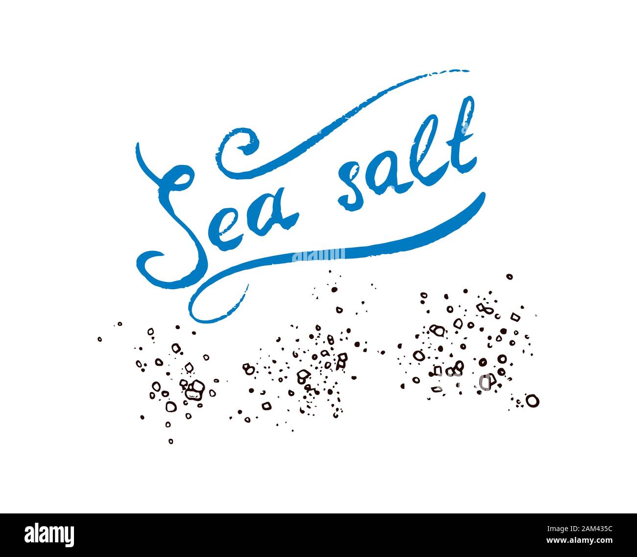 Calligraphic lettering Sea salt. Powdered powder and bunch of seeds ...