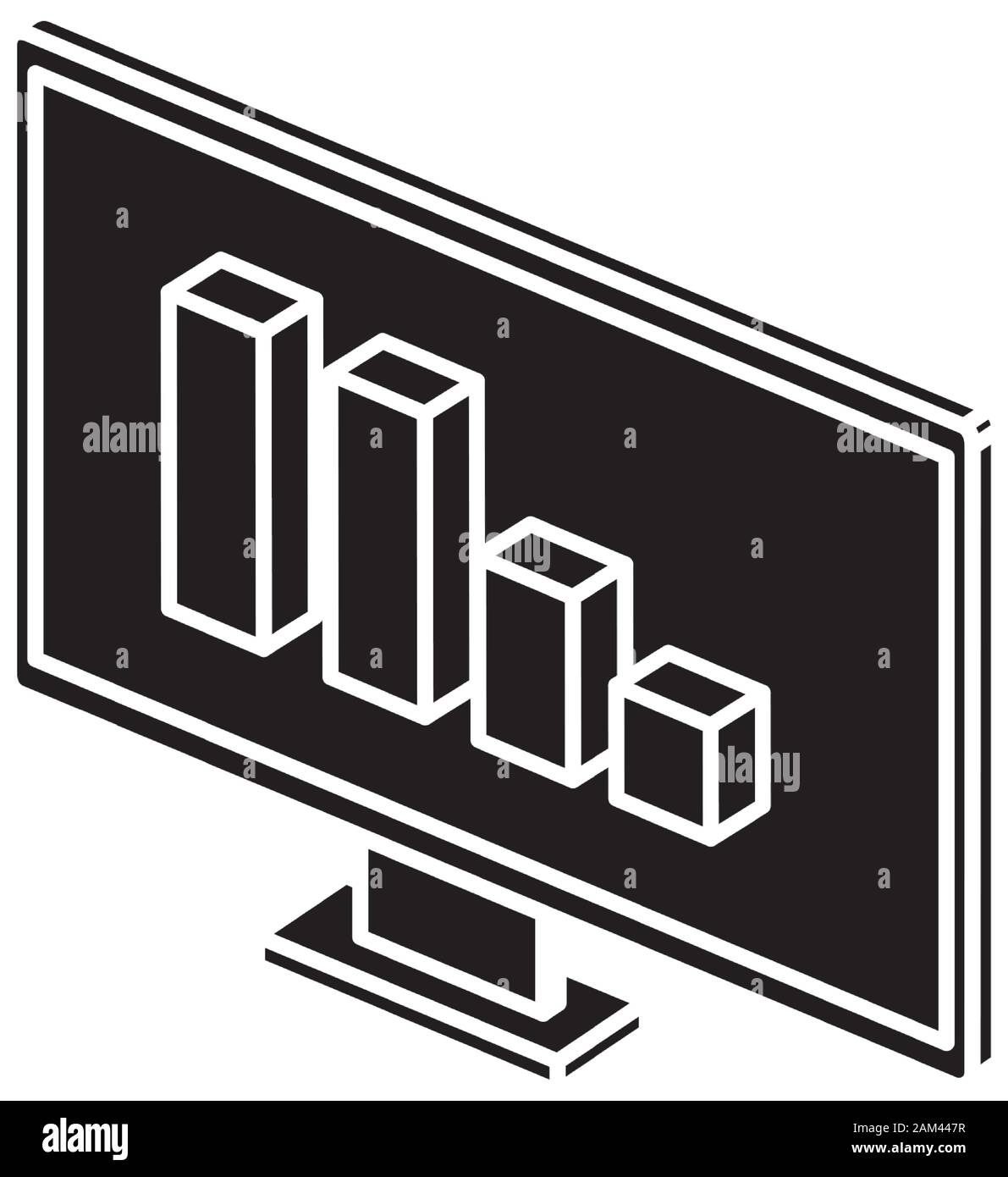 silhouette of computer desktop with infographic isolated icon Stock ...