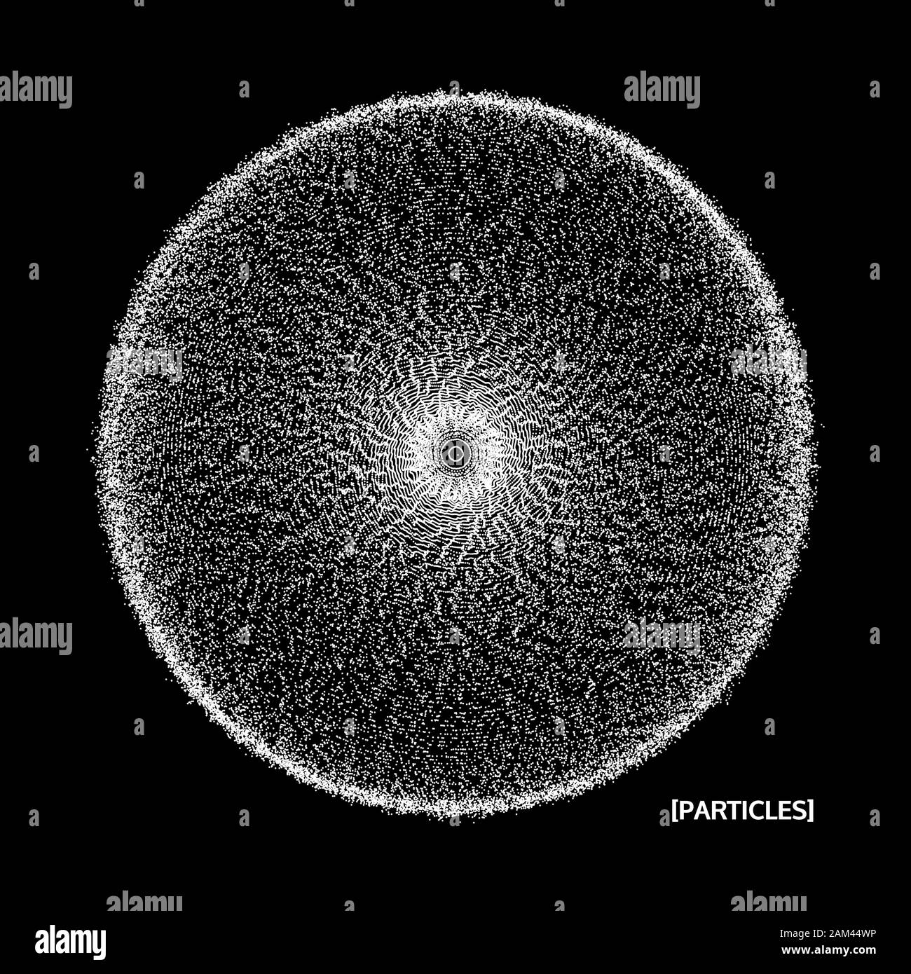 3d abstract sphere. Array with dynamic particles. Modern science and technology element. Vector ...