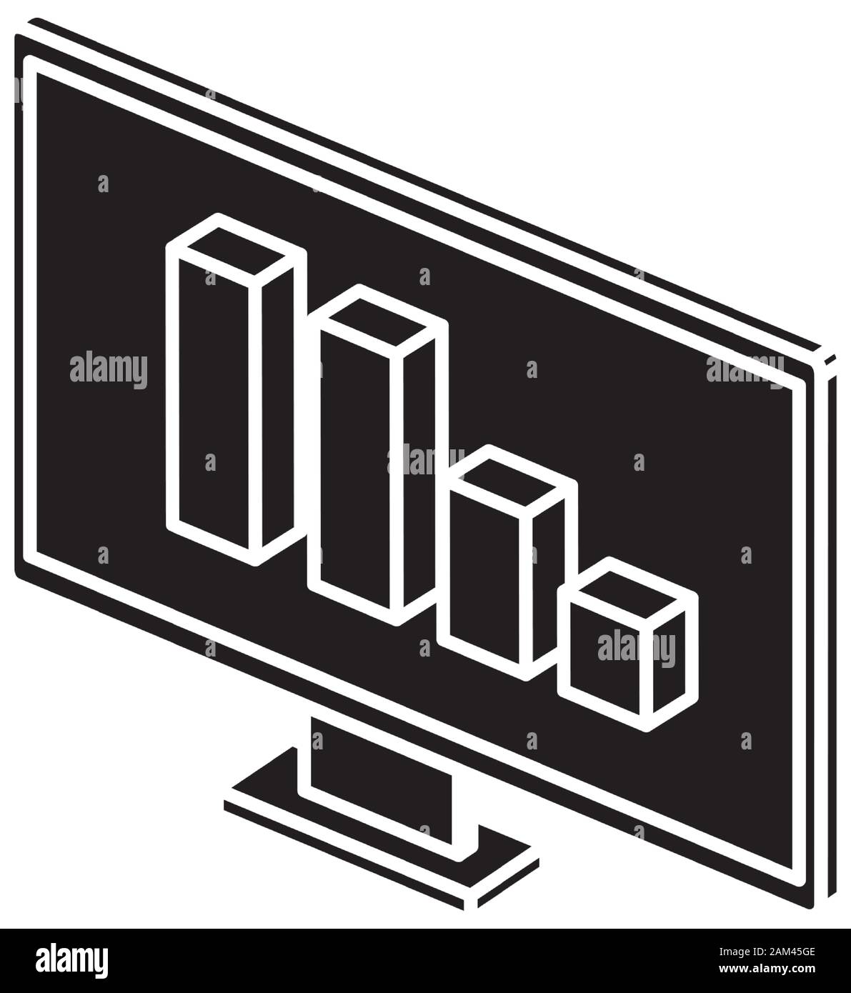 silhouette of computer desktop with infographic isolated icon Stock ...