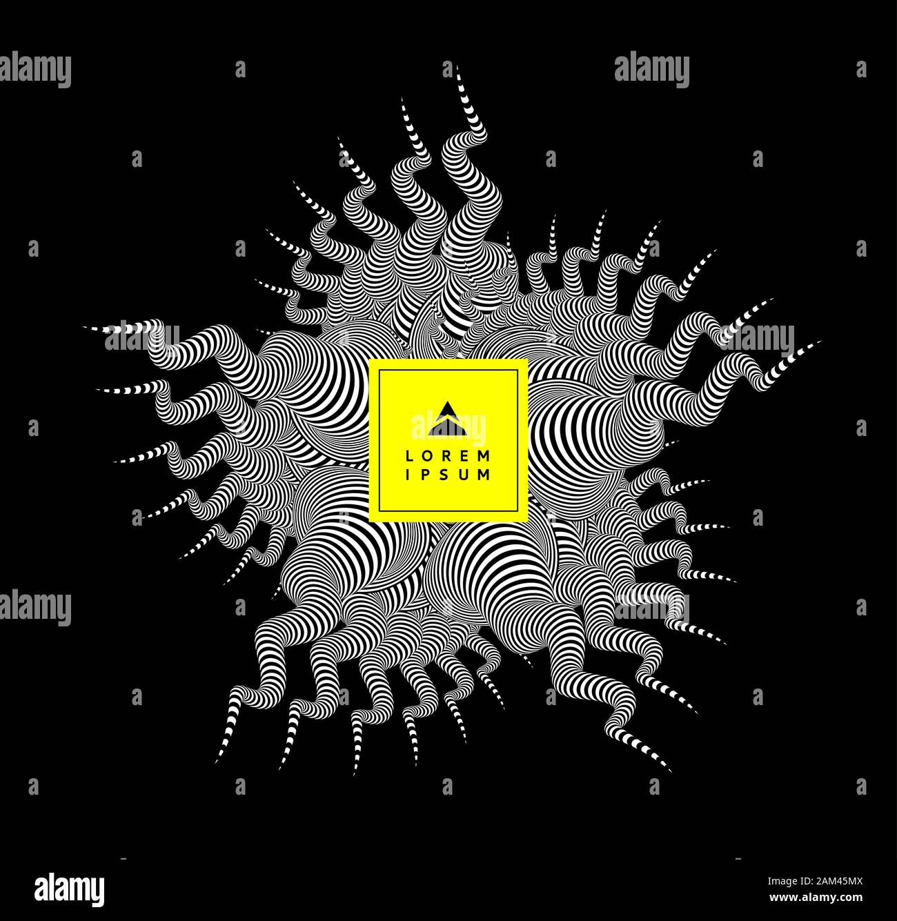 Star. Black and white design with optical illusion. 3d vector ...