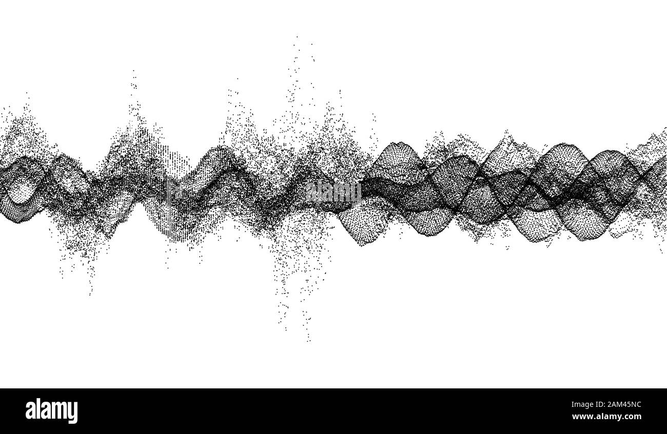 Sound waves. Dynamic effect. Vector illustration with particle. 3D grid ... Sound waves. Dynamic effect. Vector illustration with particle. 3D grid ...
