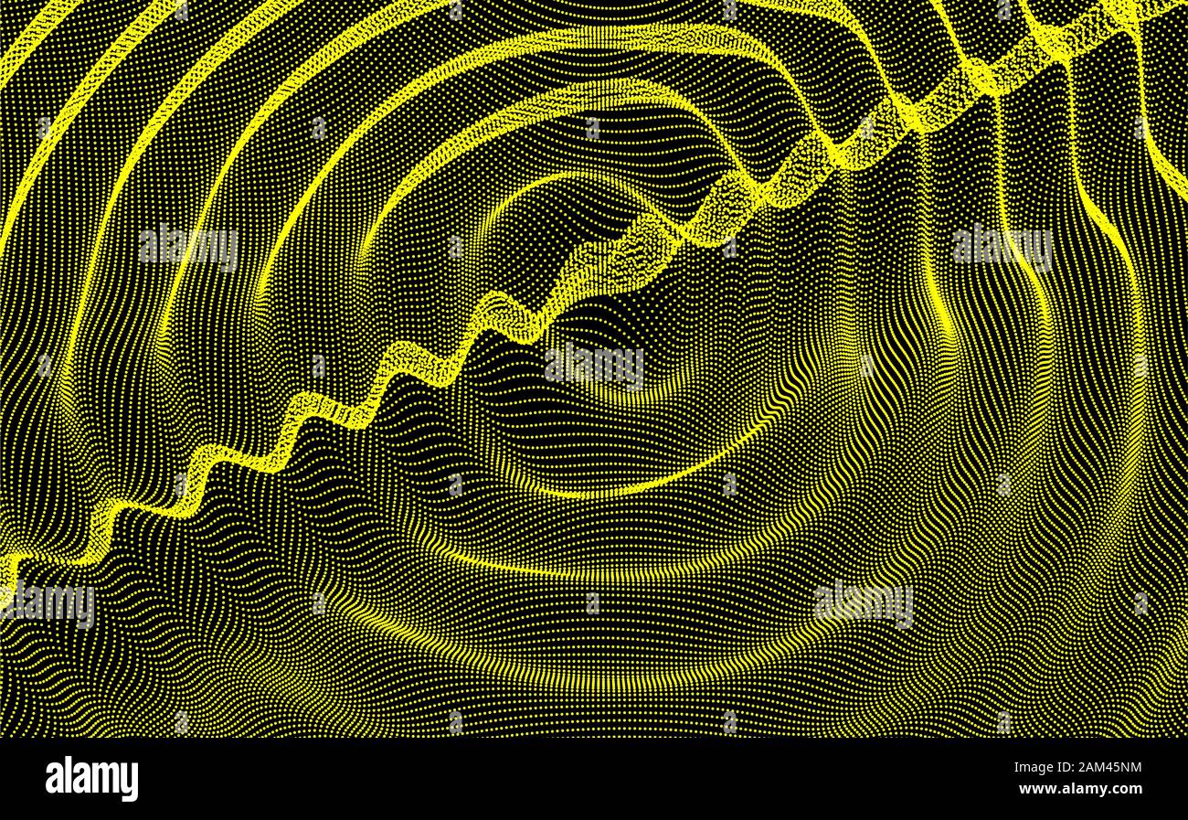 3D wavy background with ripple effect. Vector illustration with ...