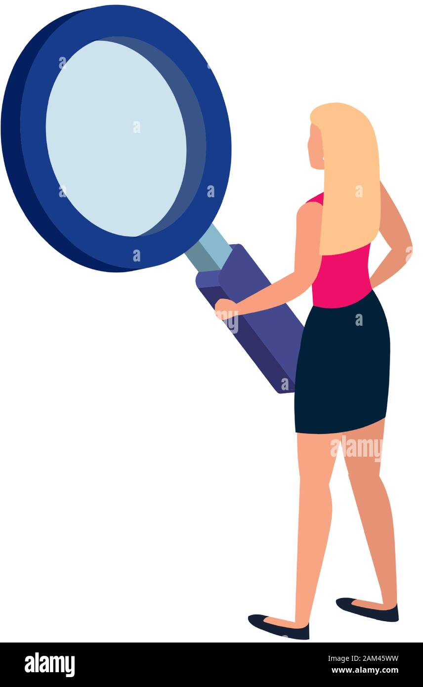 Magnifying glass beauty woman Cut Out Stock Images & Pictures - Alamy