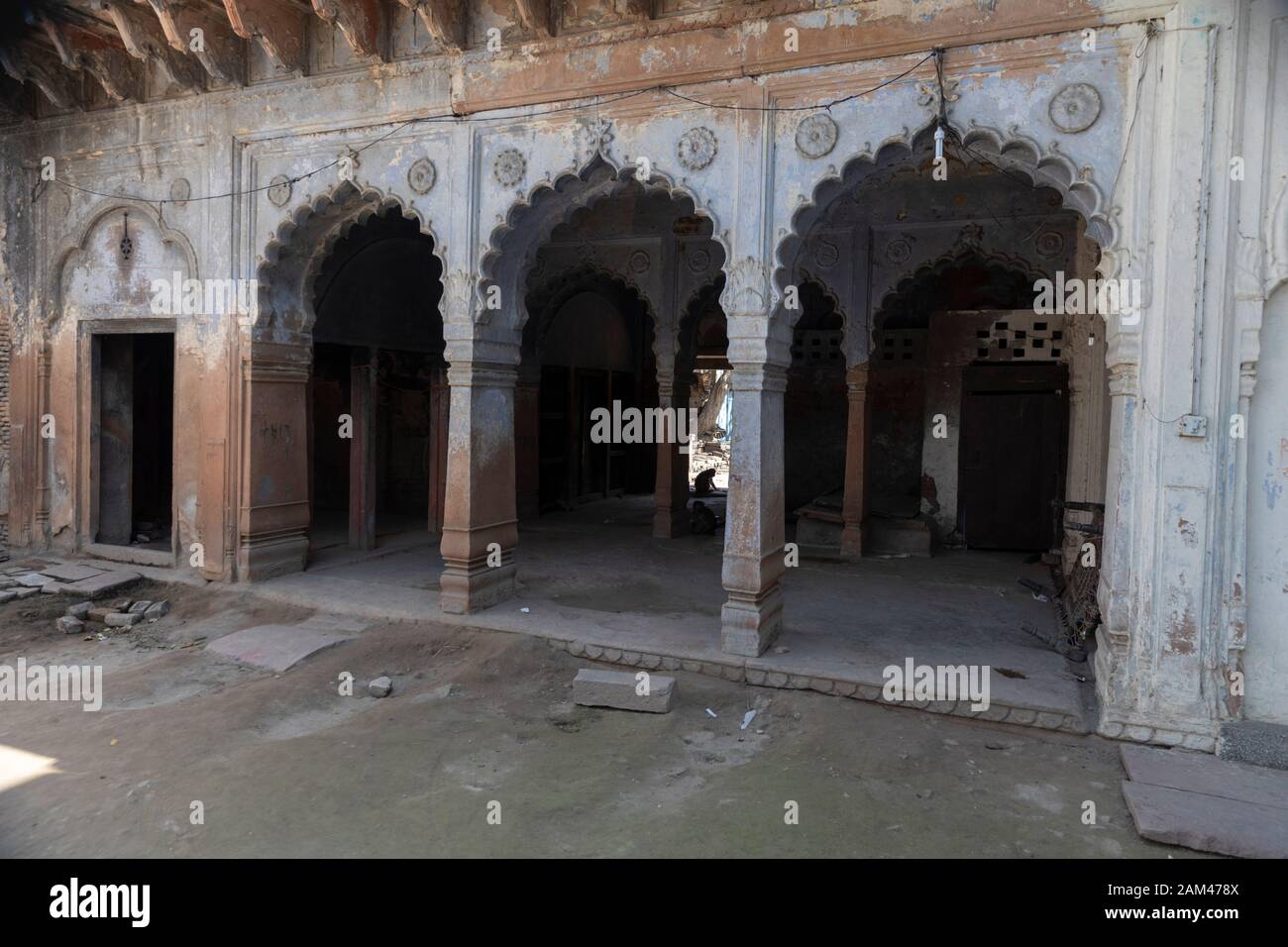 Beautiful old temple building in Vrindavan town, Uttarpradesh, India ...