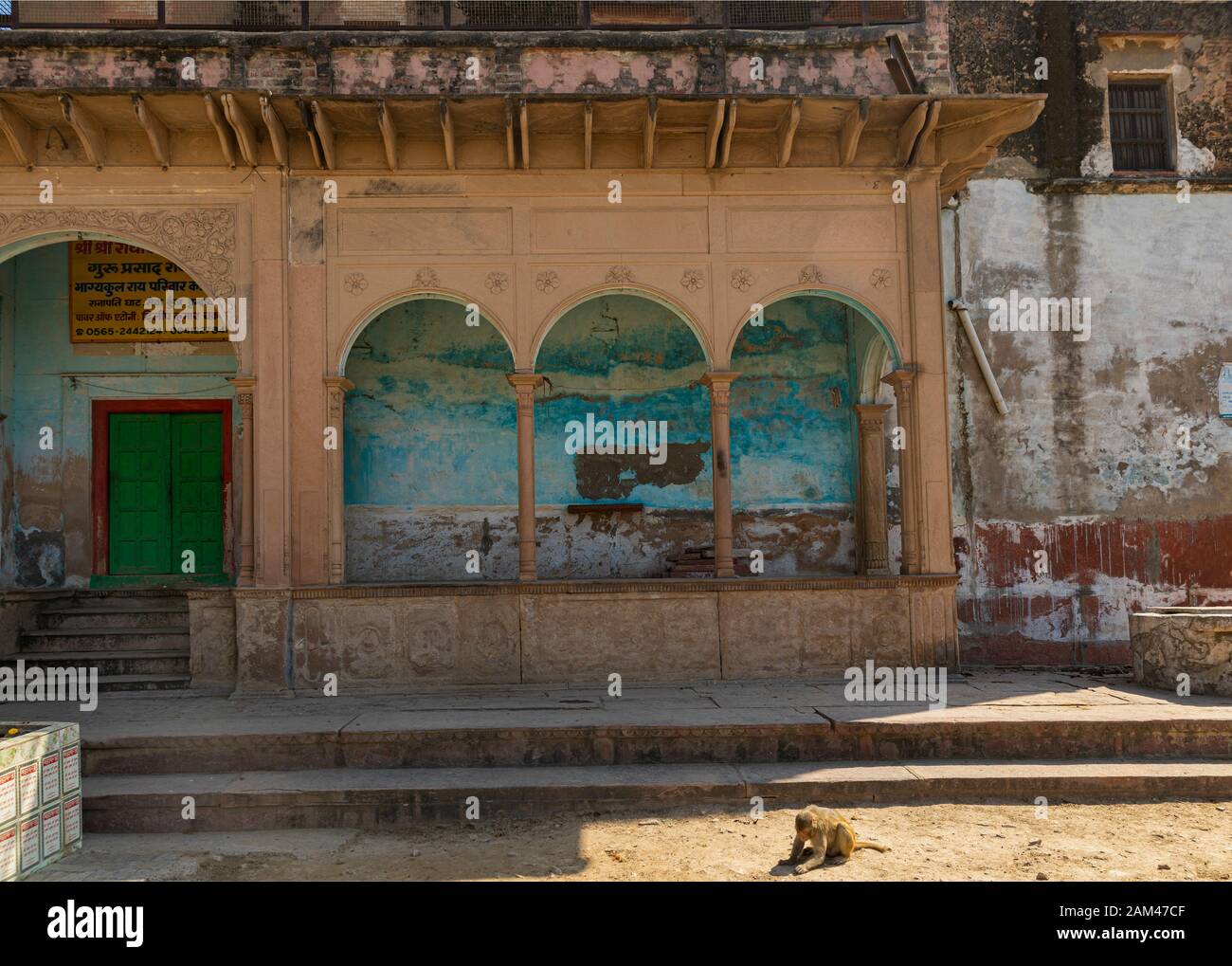 Beautiful old temple building in Vrindavan town, Uttarpradesh, India ...