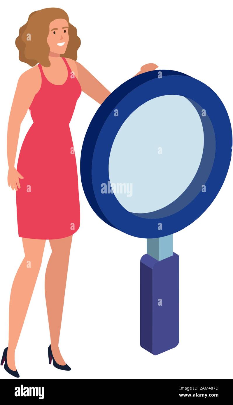 Magnifying glass beauty woman Stock Vector Images - Alamy