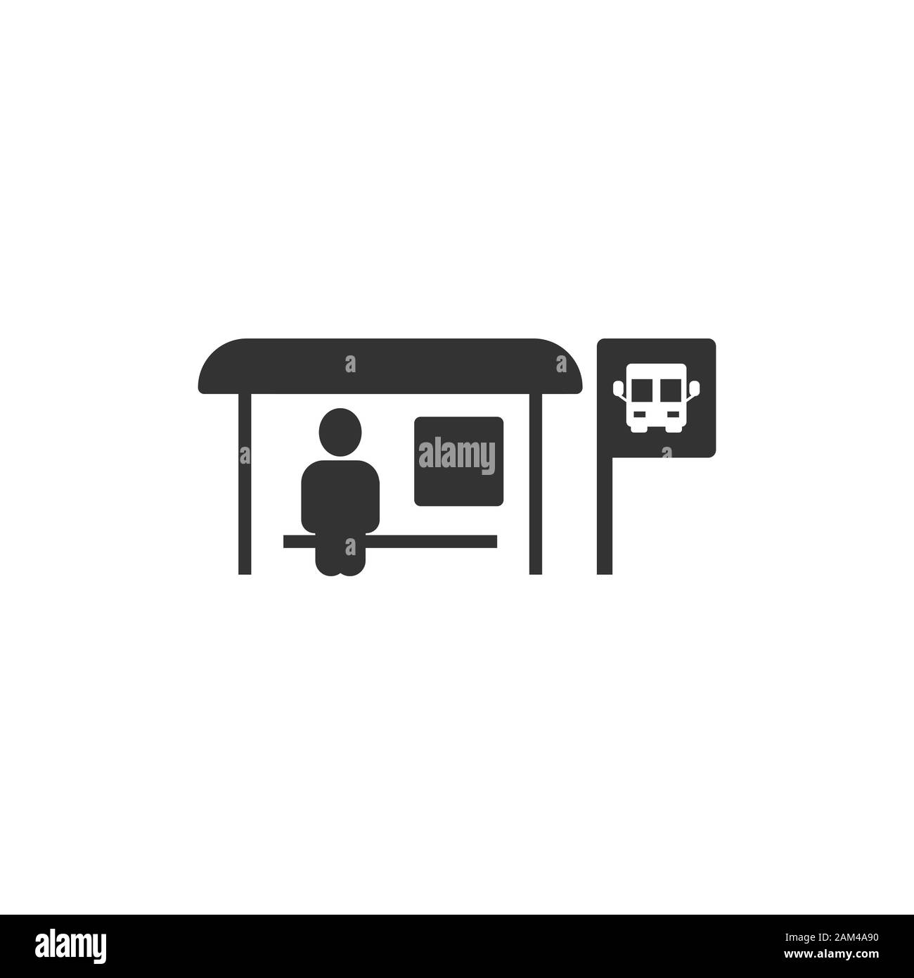 Bus station icon in flat style. Auto stop vector illustration on white ...