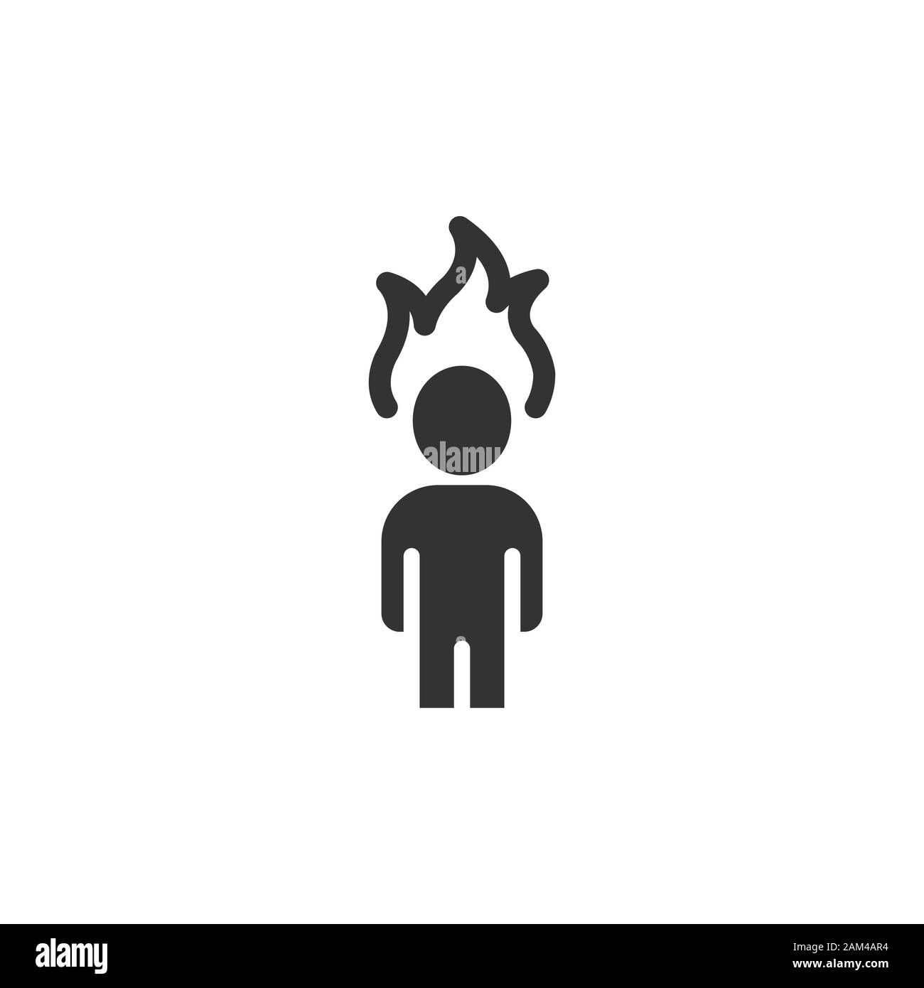 People with flame head icon in flat style. Stress expression vector ...