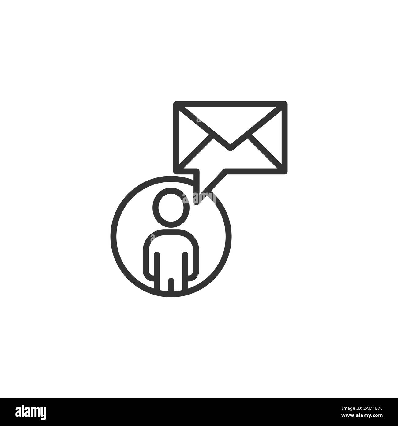 People with envelope icon in flat style. Email receive vector ...
