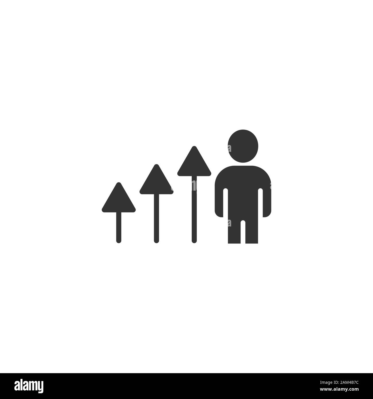 People with growth arrow icon in flat style. Work strategy vector ...