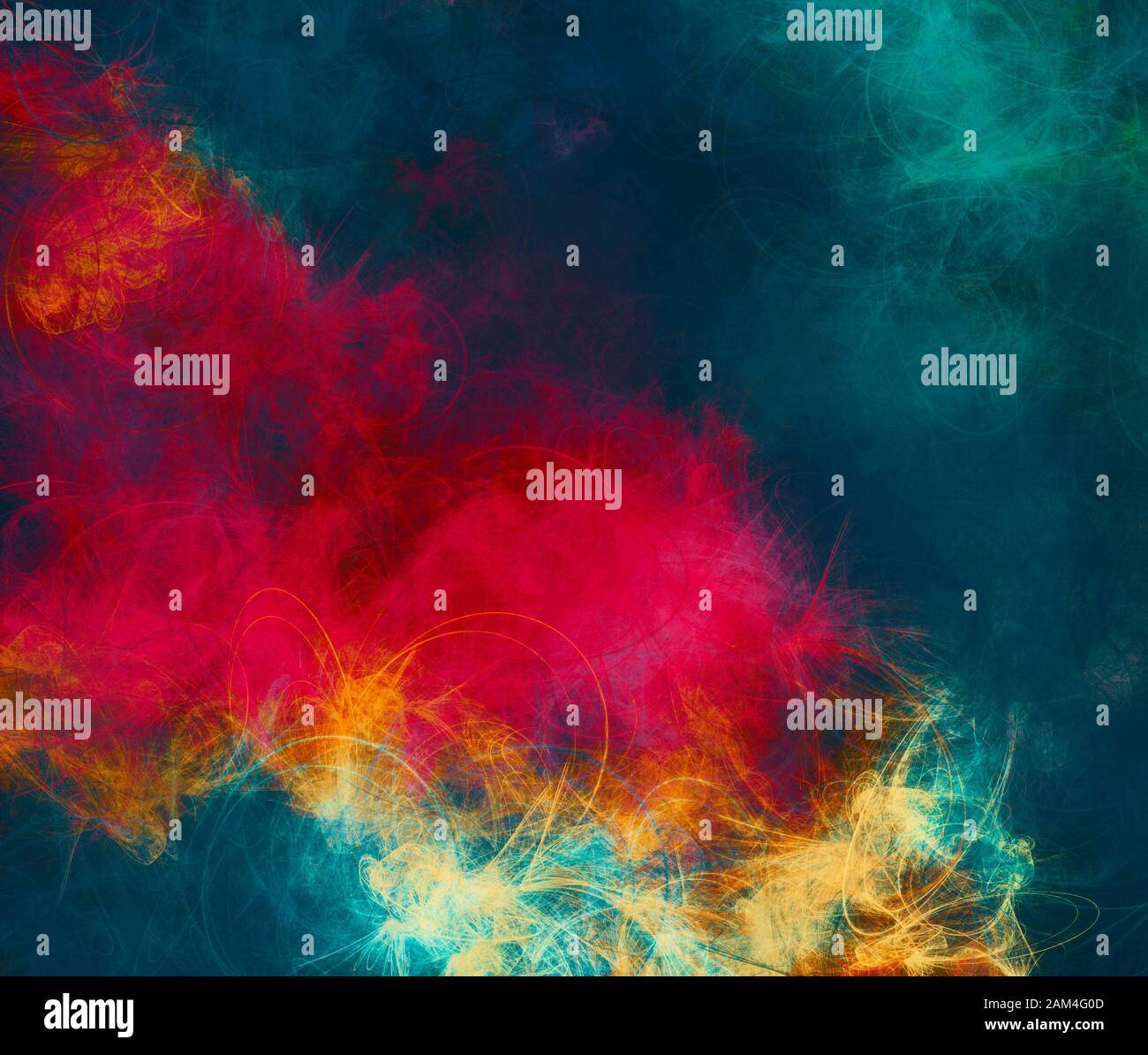 Digital painting background. Random stains of paint in red and blue ...