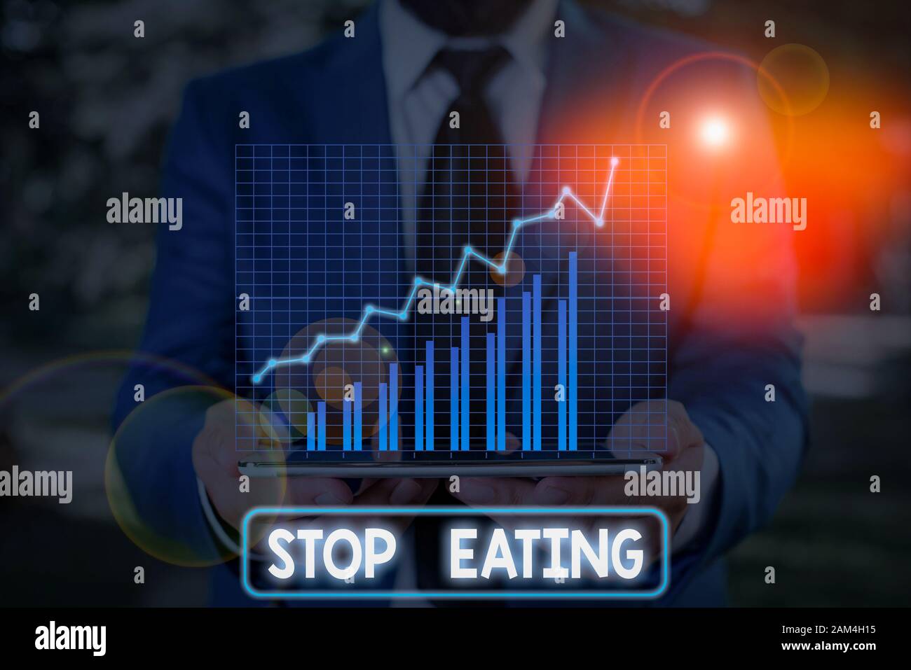 Conceptual hand writing showing Stop Eating. Concept meaning cease the ...
