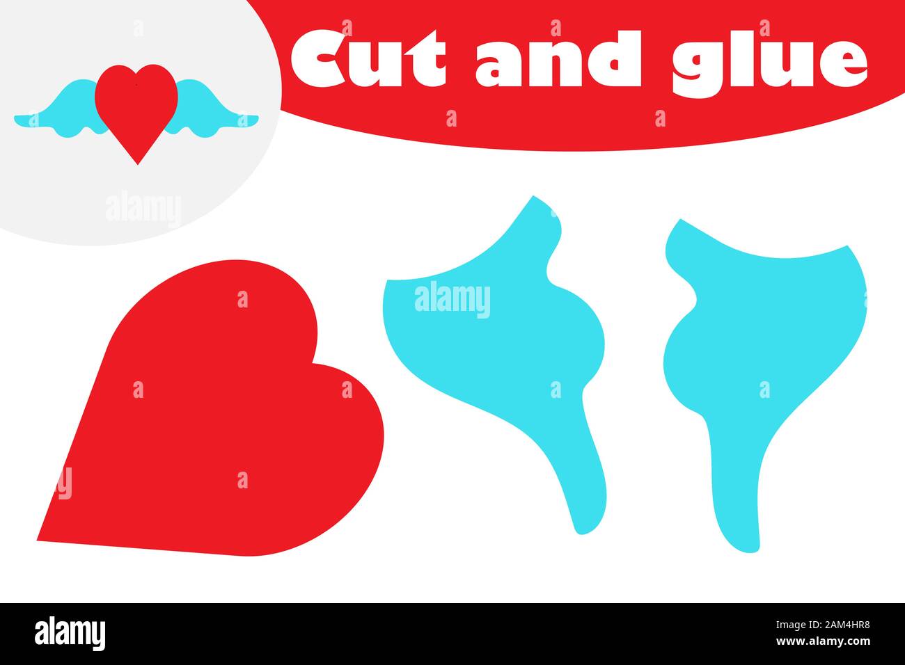 Heart with wings in cartoon style, education game for the development ...